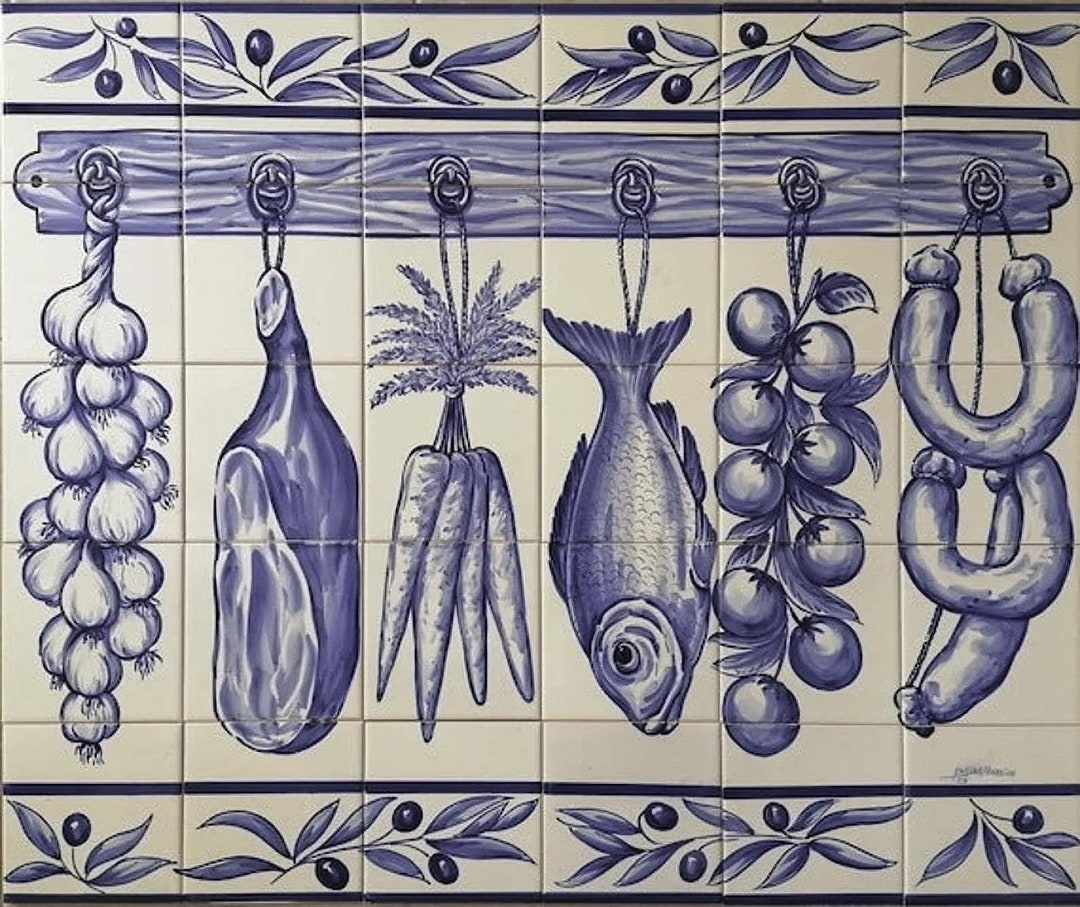 Kitchen Tile Backsplash - Hand Painted & Signed by Artist "hanging ...