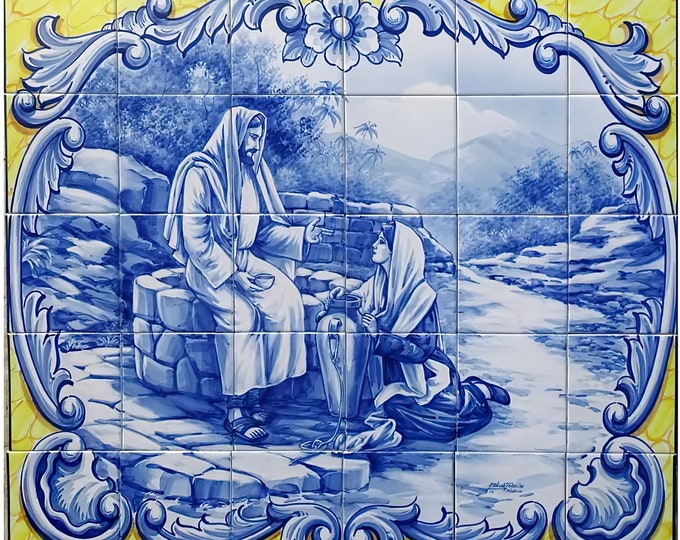 Nativity of Jesus. nativity Scene. Holy Family. Portuguese Tile, Hand ...