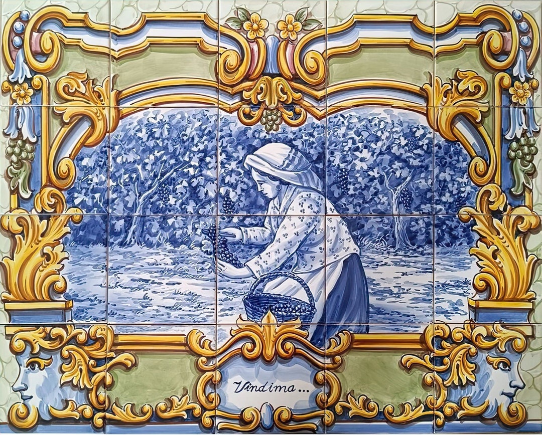 Portuguese Tile Backsplash Hand Painted Tiles grape Harvest Ref. PT2411 ...
