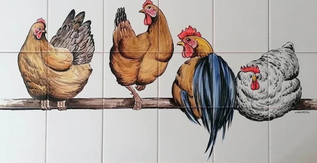 Chicken Tile Mural Backsplash Hand Painted Tiles chickens Ref. PT2347 ...