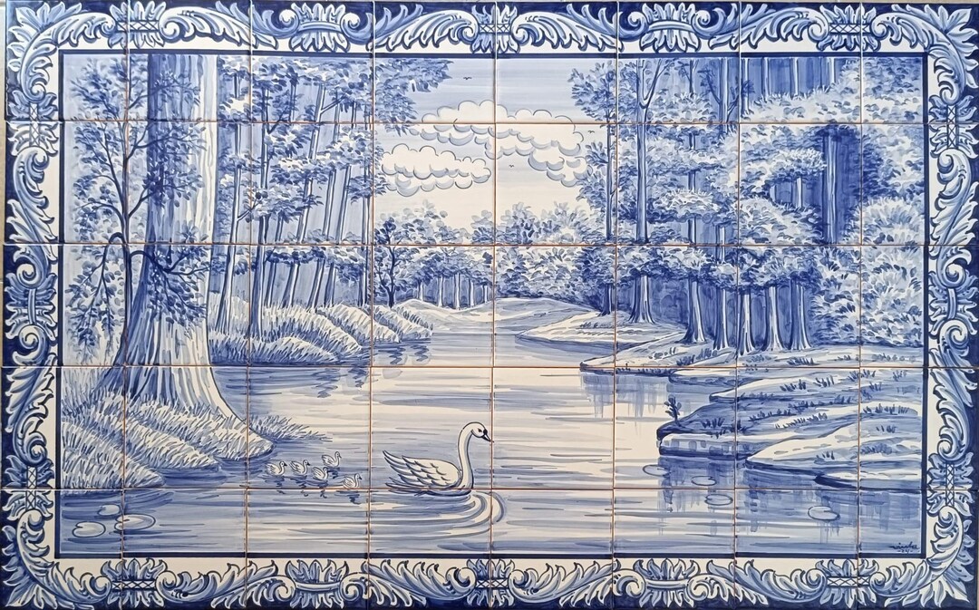 Hand Painted Swan Tile Backsplash - Portuguese Tiles | Ref. PT2297 - Etsy