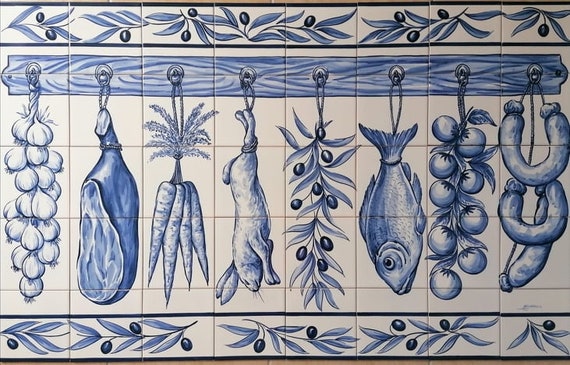 Hand Painted Kitchen Tiles Hanging Foods Ref. PT2081 - Etsy