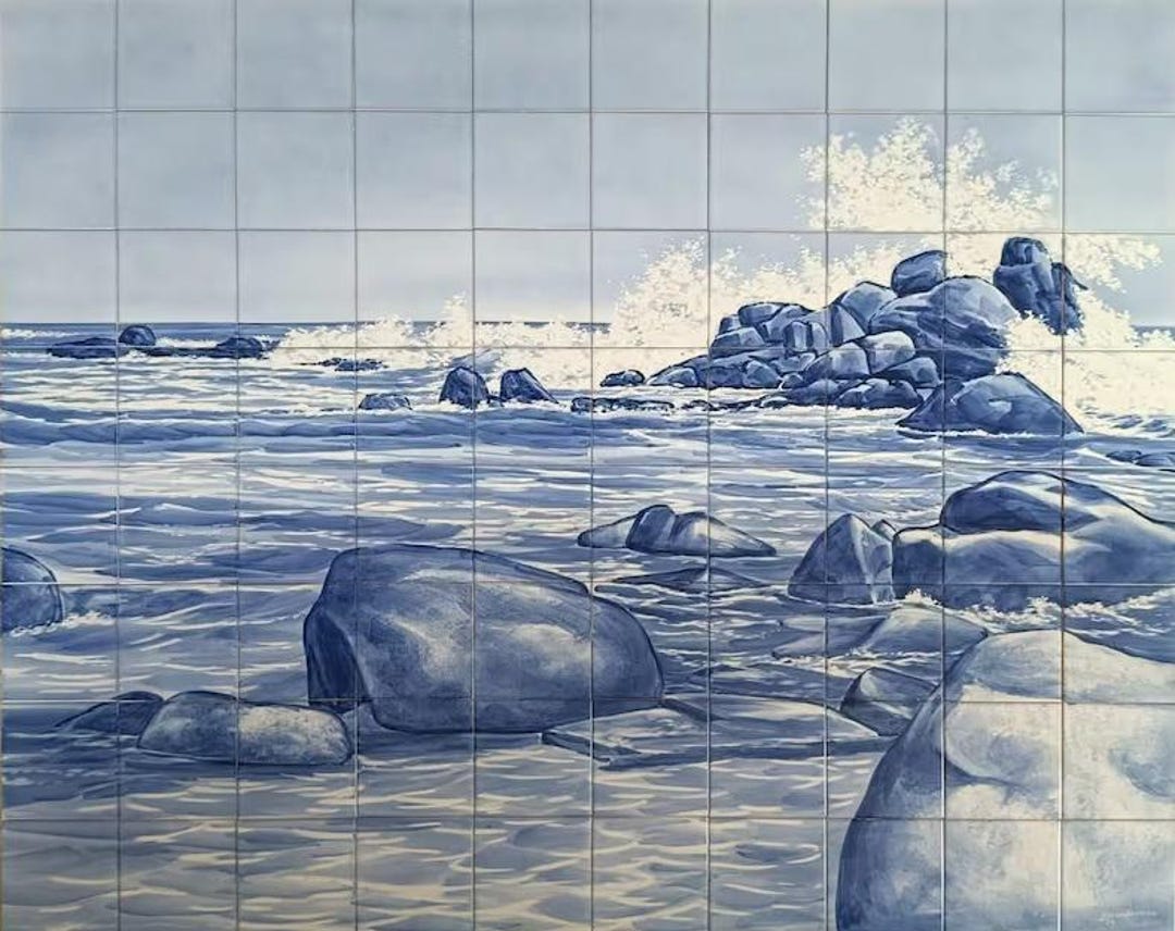 Blue Tile Mural "sea" Hand Painted & Signed - Portuguese Tiles | Ref ...
