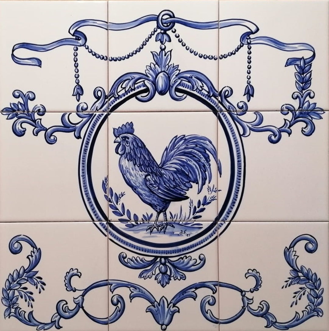 Portuguese Kitchen Tile Backsplash - Hand Painted Tiles "rooster" | Ref ...