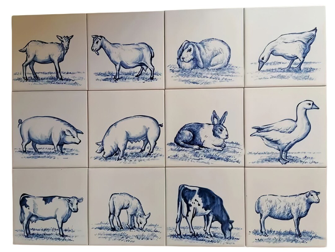Farm Animal Kitchen Tiles Hand Painted Tiles Ref. PT2316 - Etsy