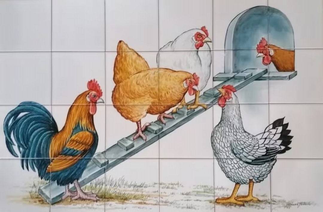 Kitchen Hand Painted Tile Backsplash "chickens" | Ref. PT2226 - Etsy