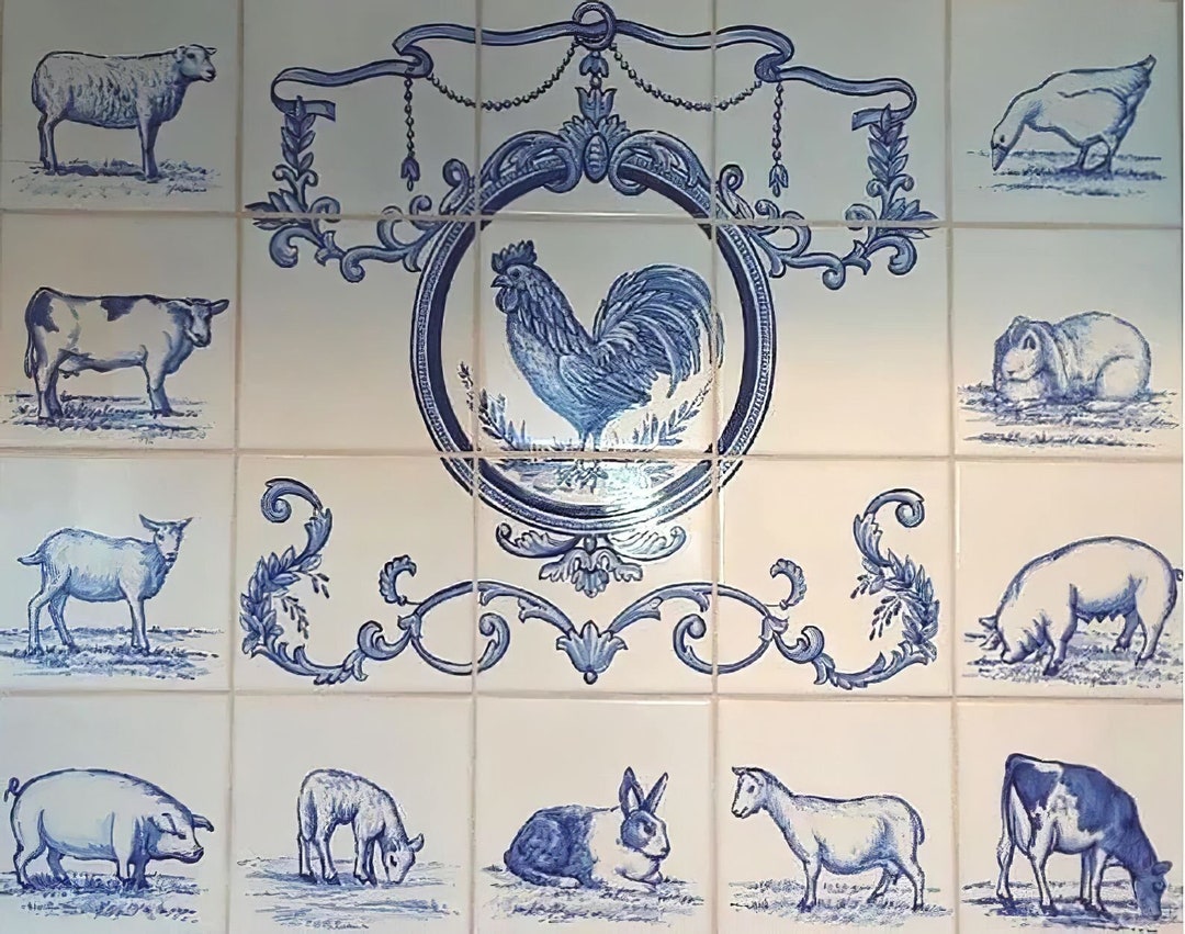 Farm Animals Tile Backsplash Hand Painted Kiln Fired Indoor/outdoor ...