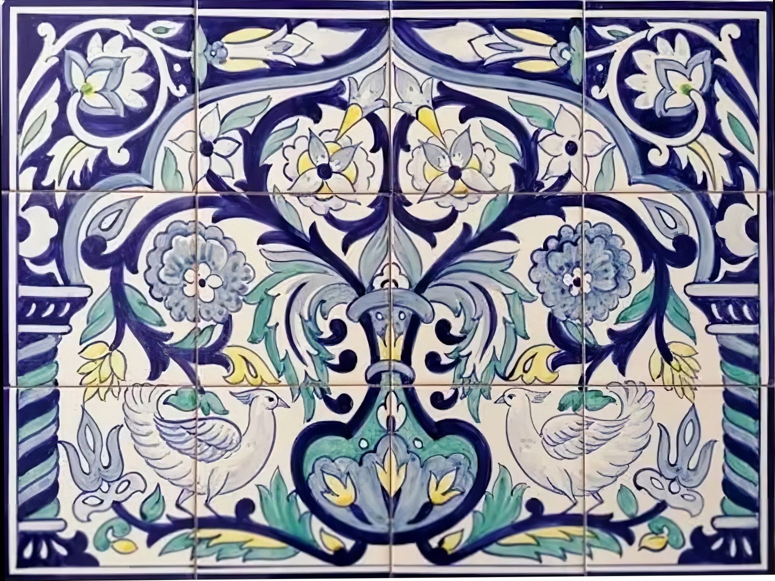 Portuguese Azulejos Hand Painted Tiles floral Design Ref. PT2261 - Etsy