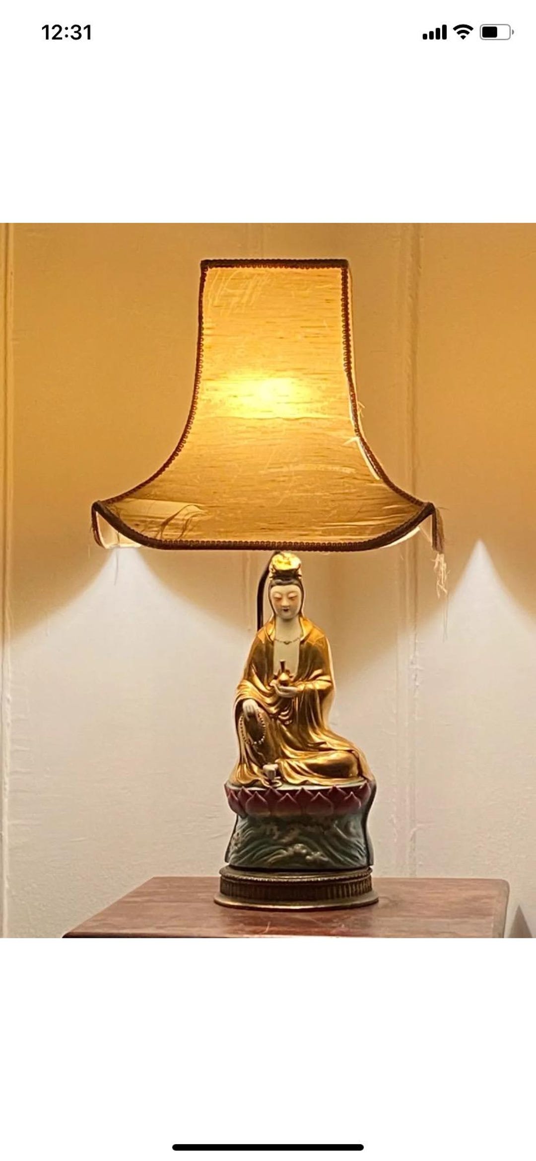 Large Vintage Guanyin Table Lamp, Guan Yin, Kuan Yin, Kwan Yin, Goddess ...