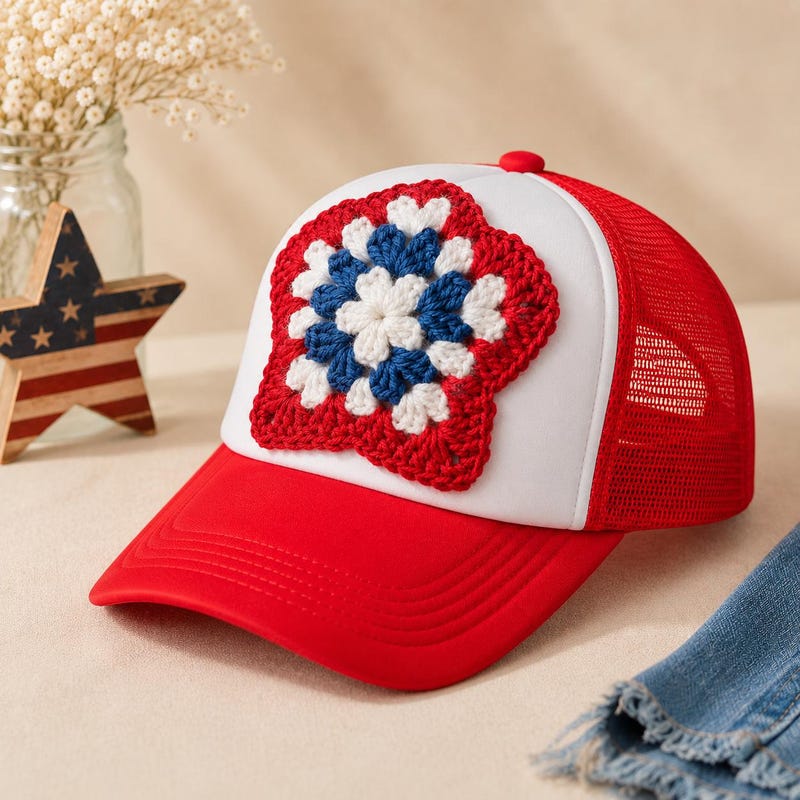 Trucker Hat Granny Square - Etsy