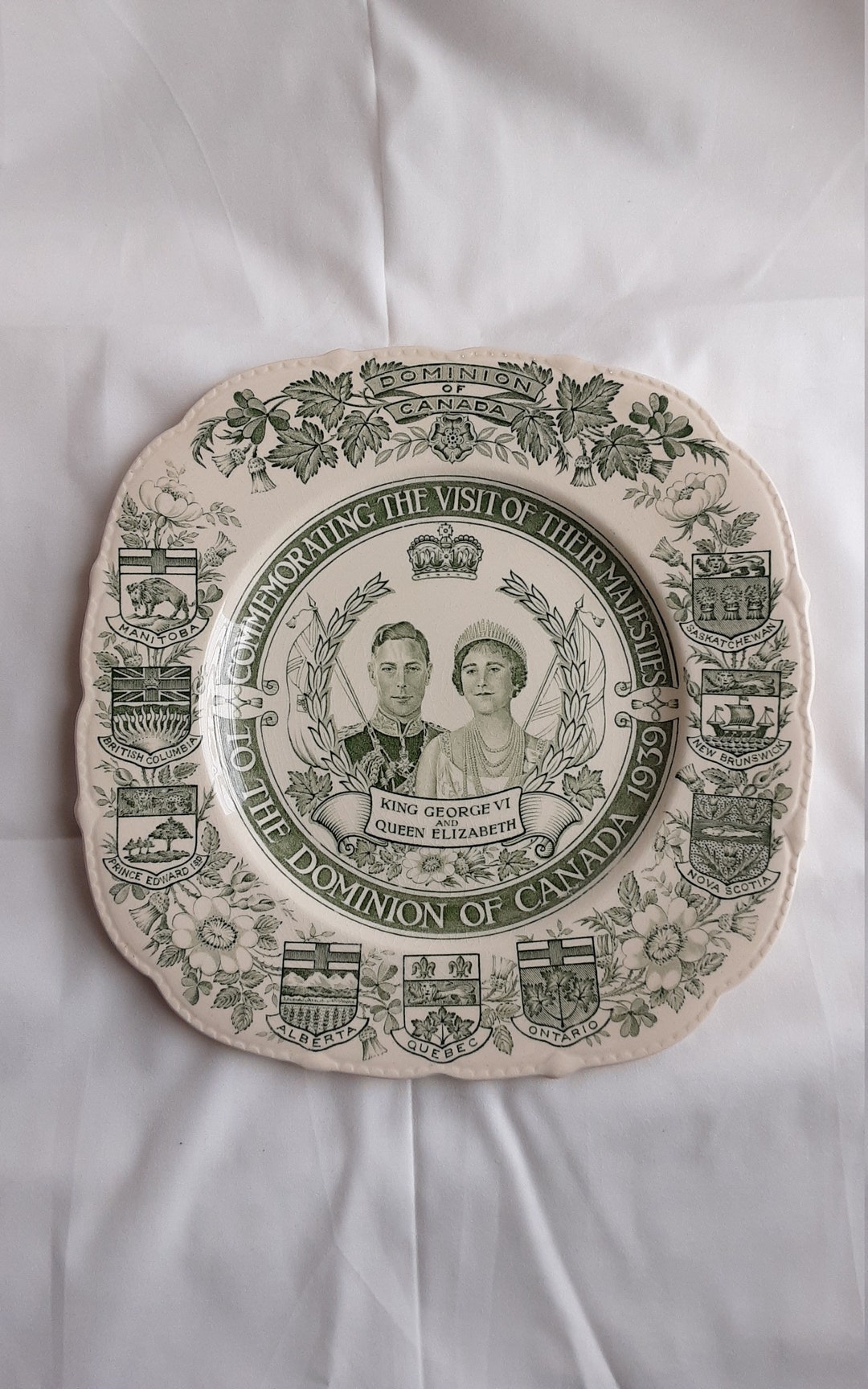 1939 King George Vl and Queen Elizabeth Commemorative Canada Plate 9 ...