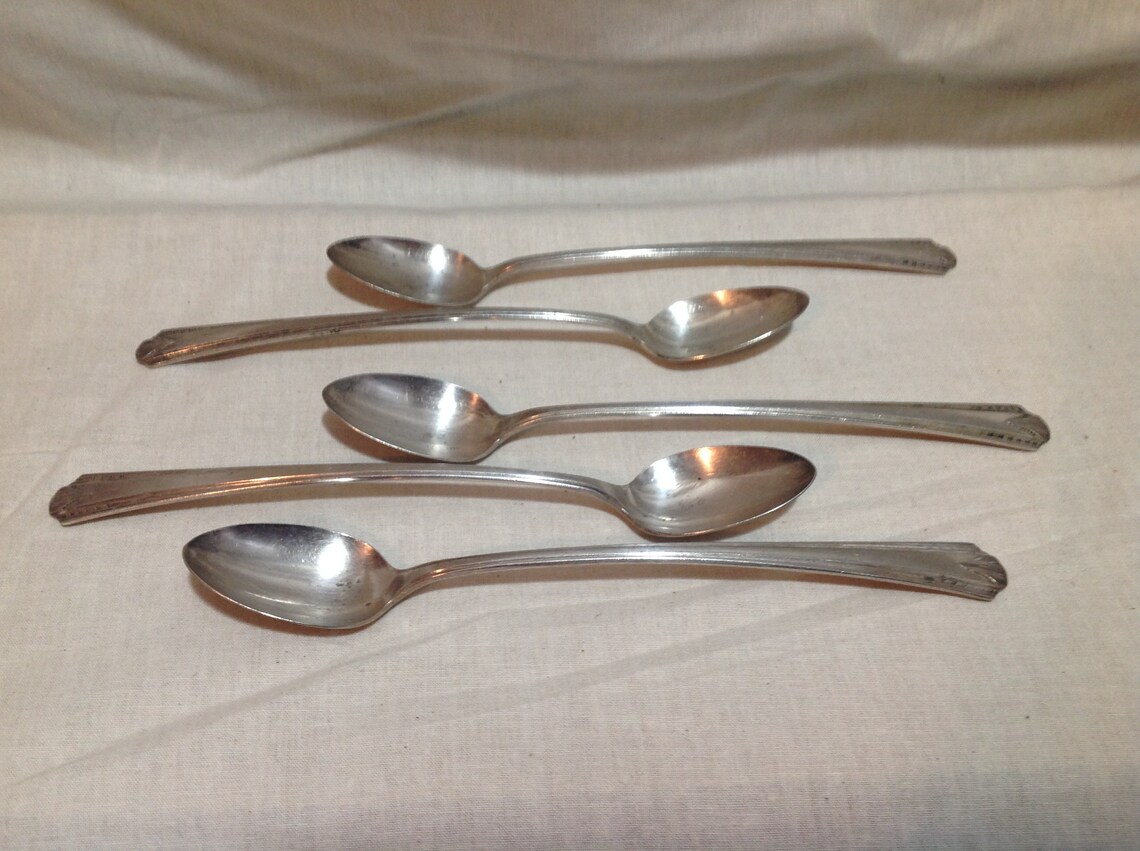 1930's Vernon Silver Plated Iced Tea Spoons Set of 5, Vintage Spoons ...