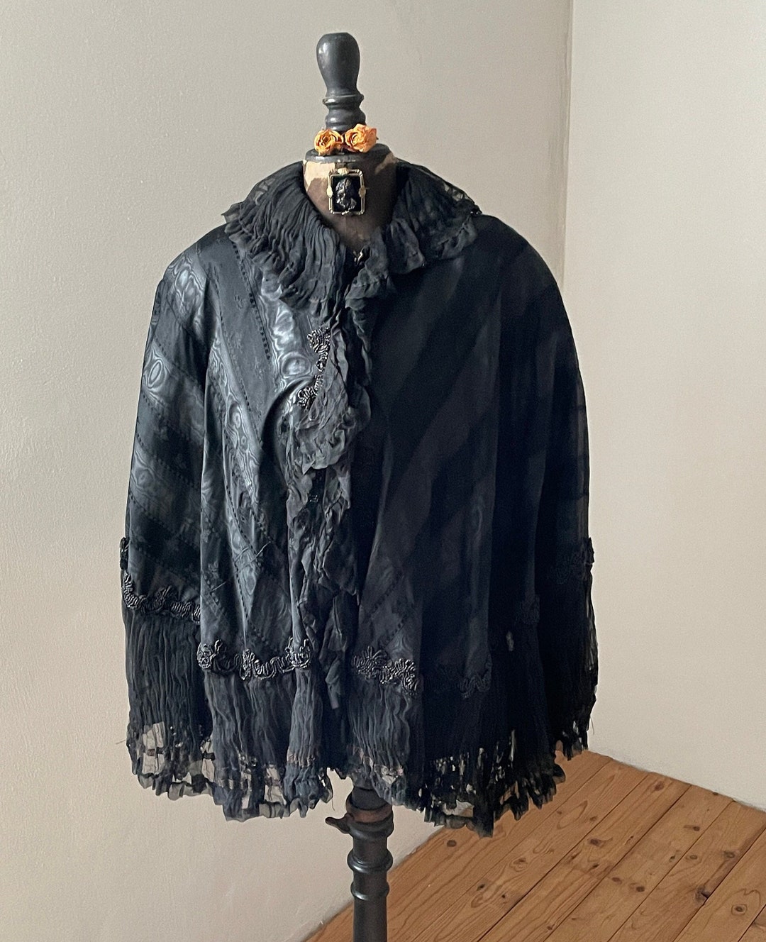 Antique Victorian Black Silk Beaded Cape Cloak 1880s. the Duchess - Etsy