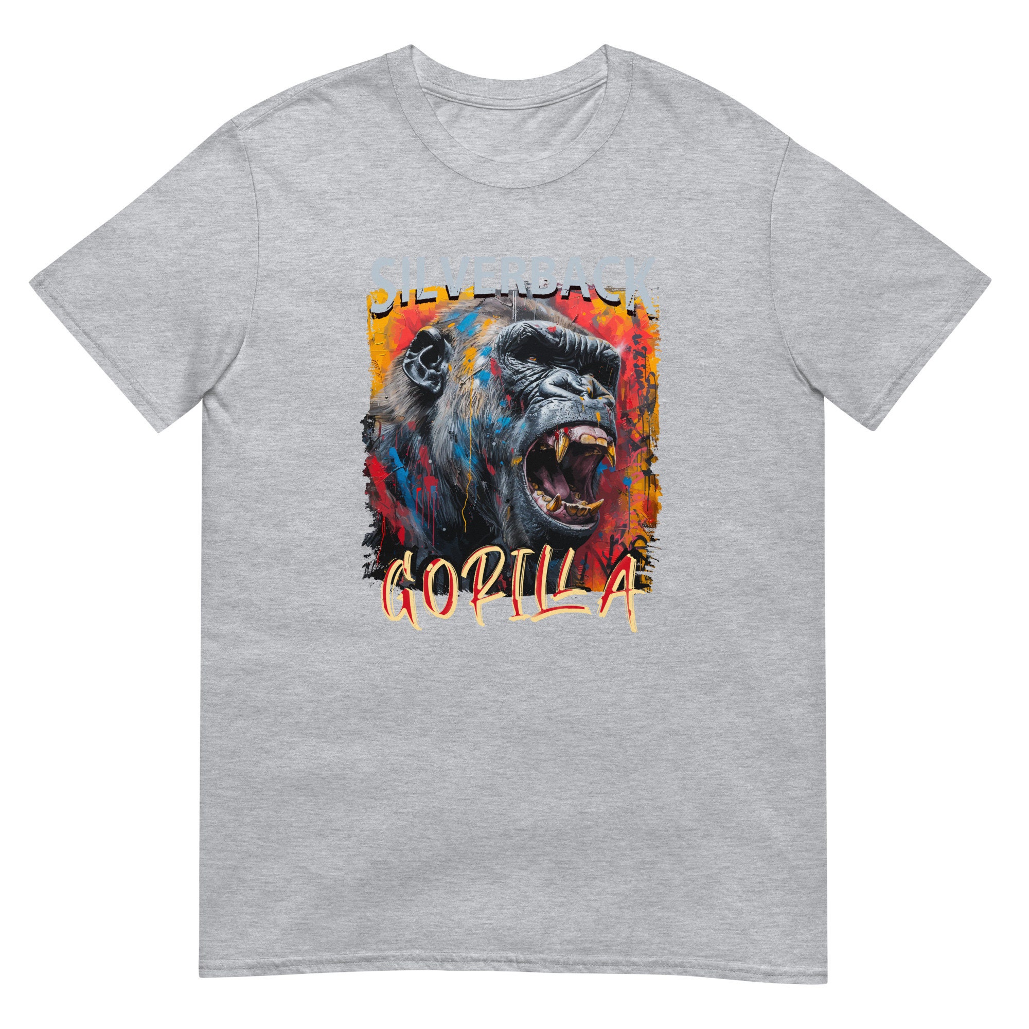 Gorilla T-shirt Men's Silverback Roaring Angry Face Tee for Wildlife ...