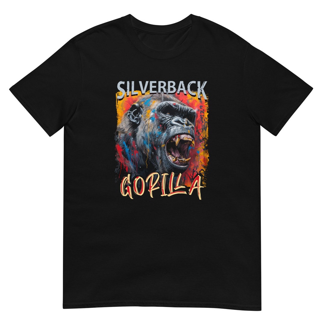 Gorilla T-shirt Men's Silverback Roaring Angry Face Tee for Wildlife ...