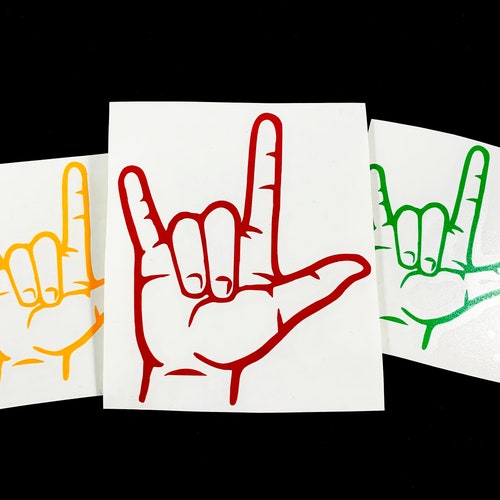 Small I Love You Sign Language Hand Sticker Multicolor Car - Etsy