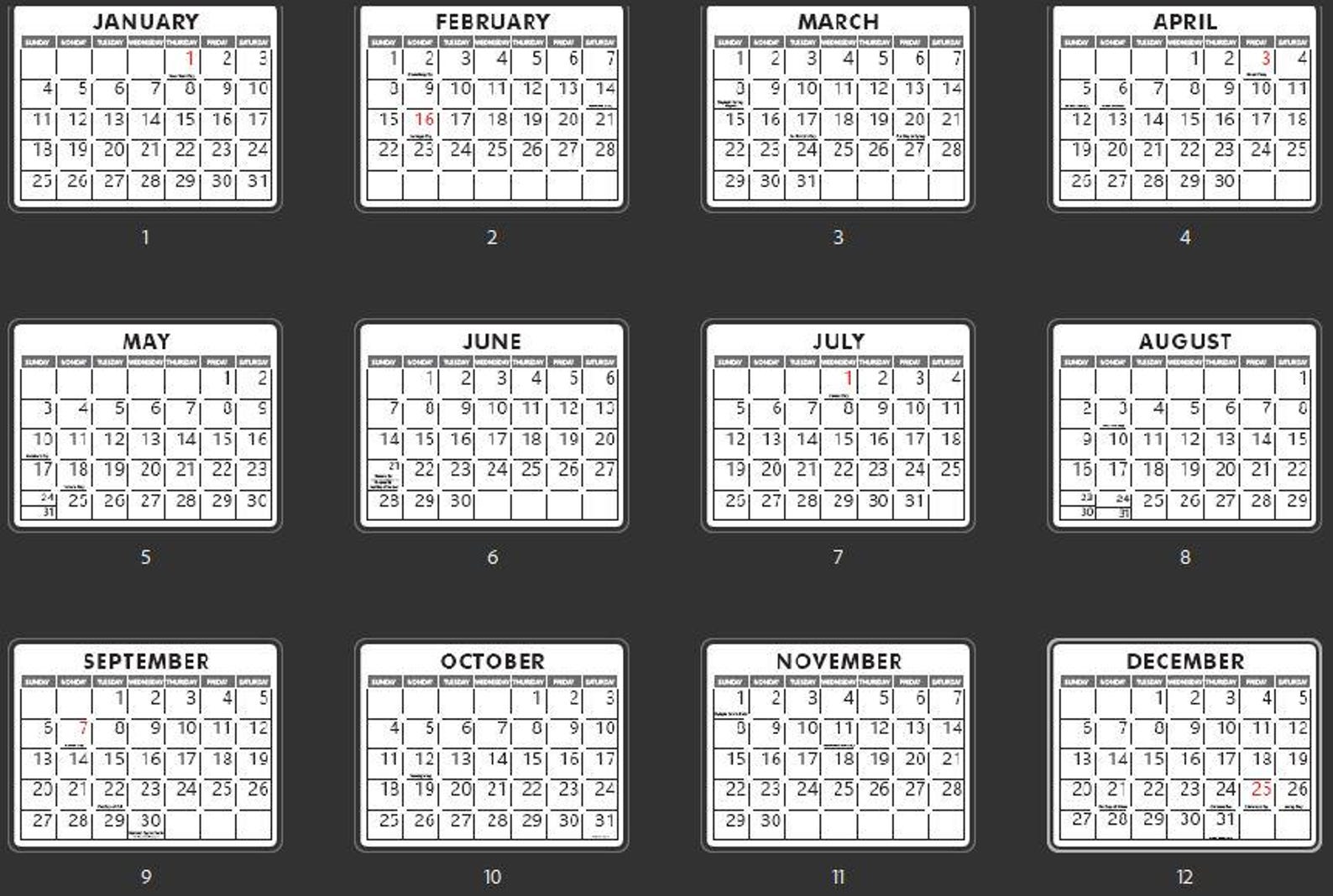12 Month Calendar Downloadable 2026 Canada Calendar Planner Printable ...