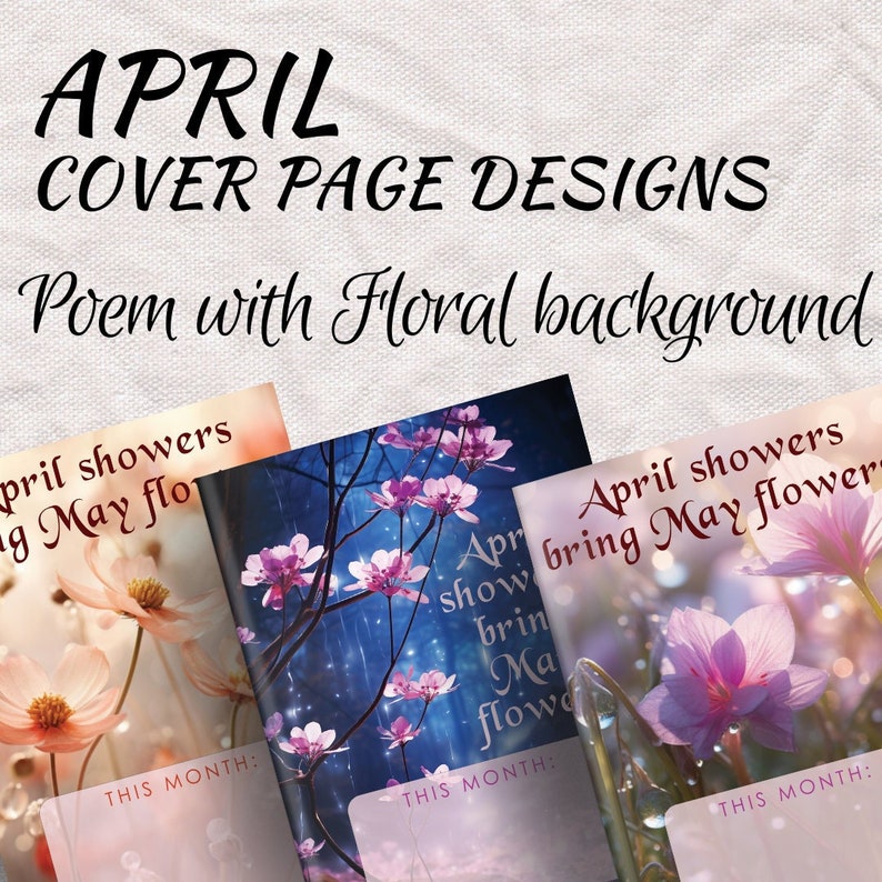 April Bullet Journal Cover Page for Journal Planner Downloadable ...