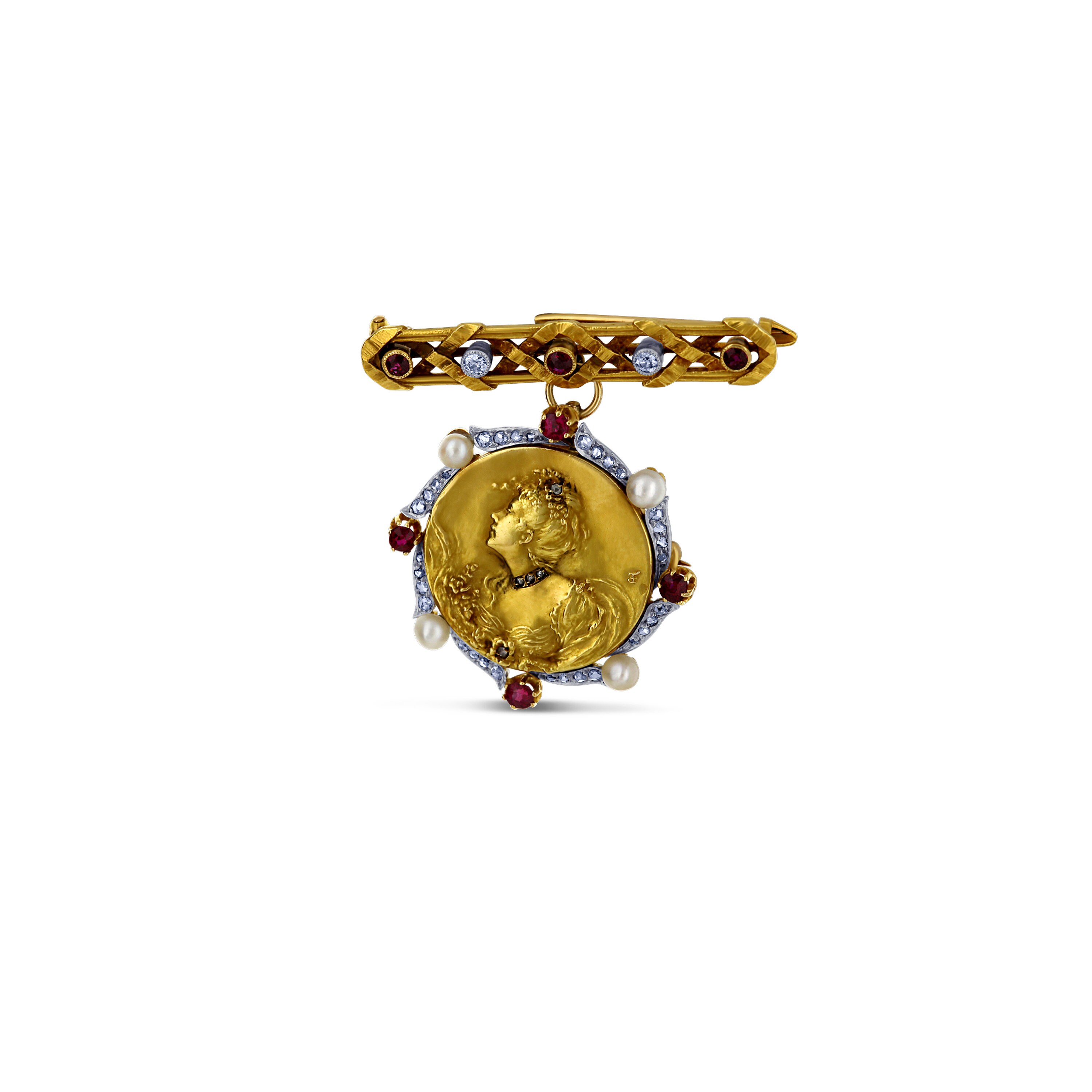 Victorian Woman's Profile Pin With Diamonds - Etsy