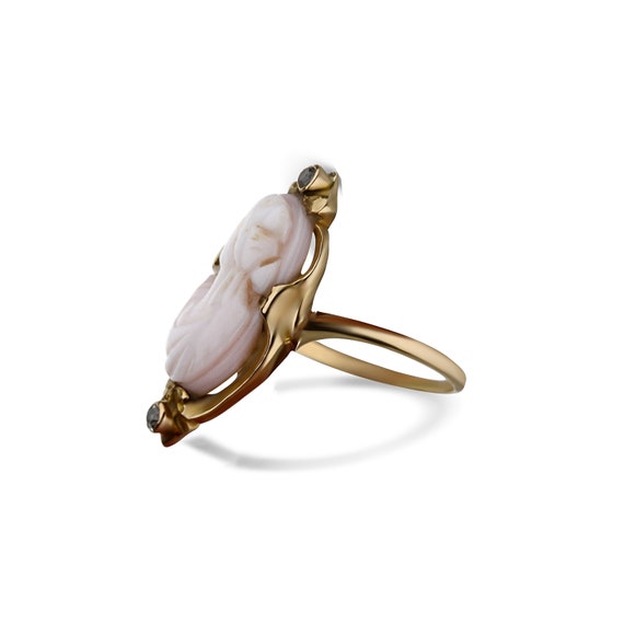 Women's Side Profile Cameo Ring with 2 Miner Cut Diam… - Gem