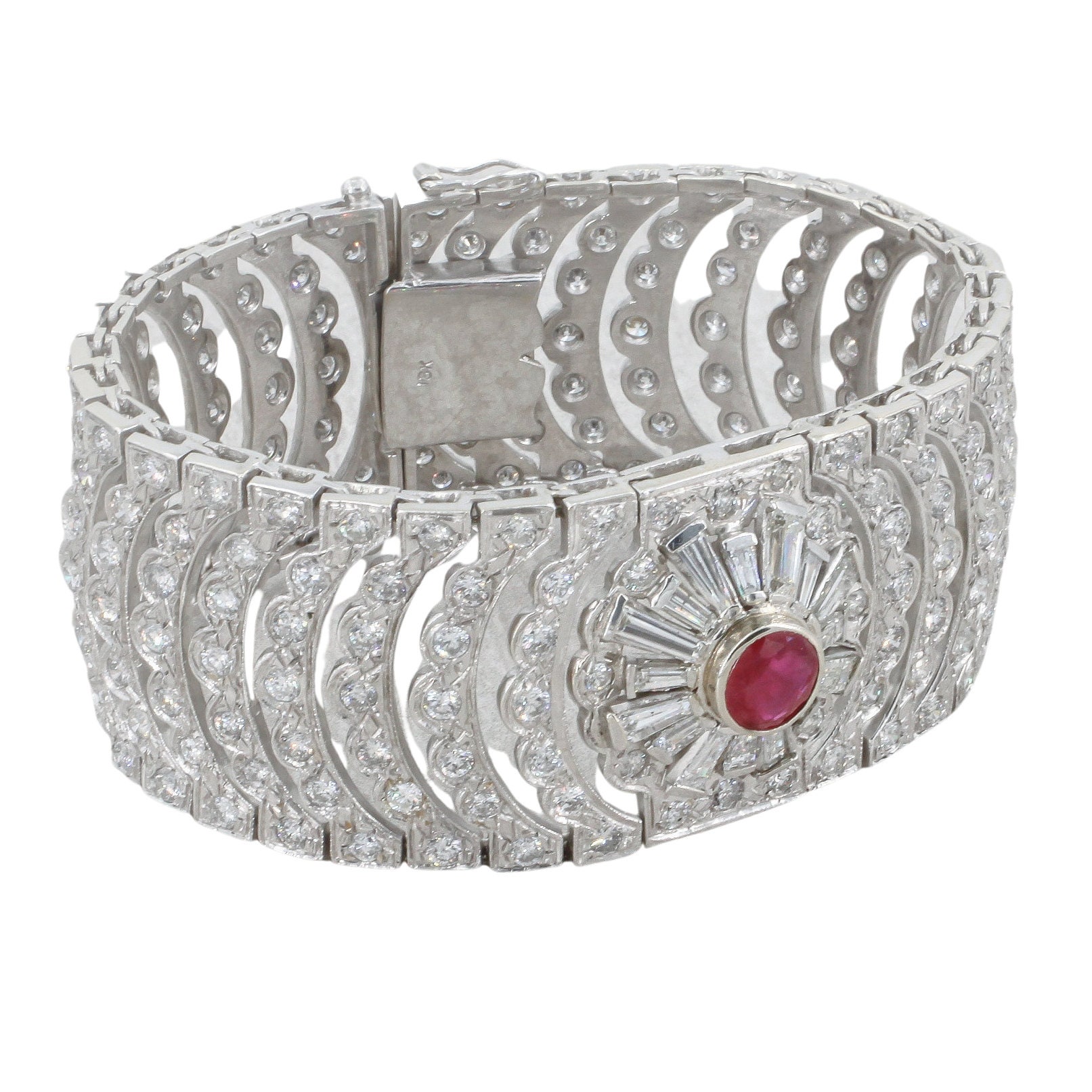 Art Deco Diamond and Burmese Ruby Cuff Bracelet - Etsy