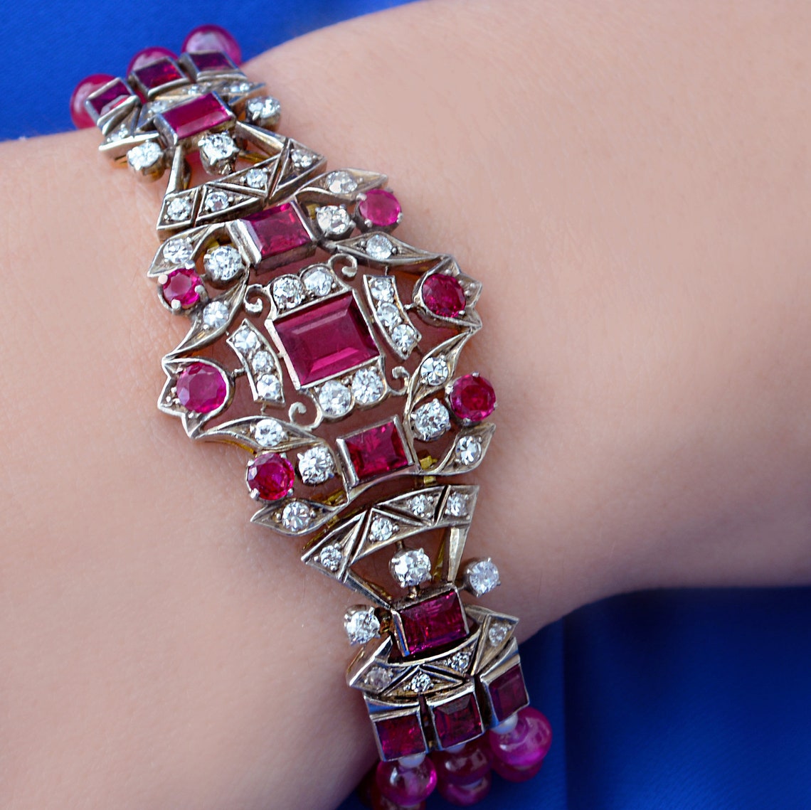 Victorian Ruby and Diamond Bracelet - Etsy