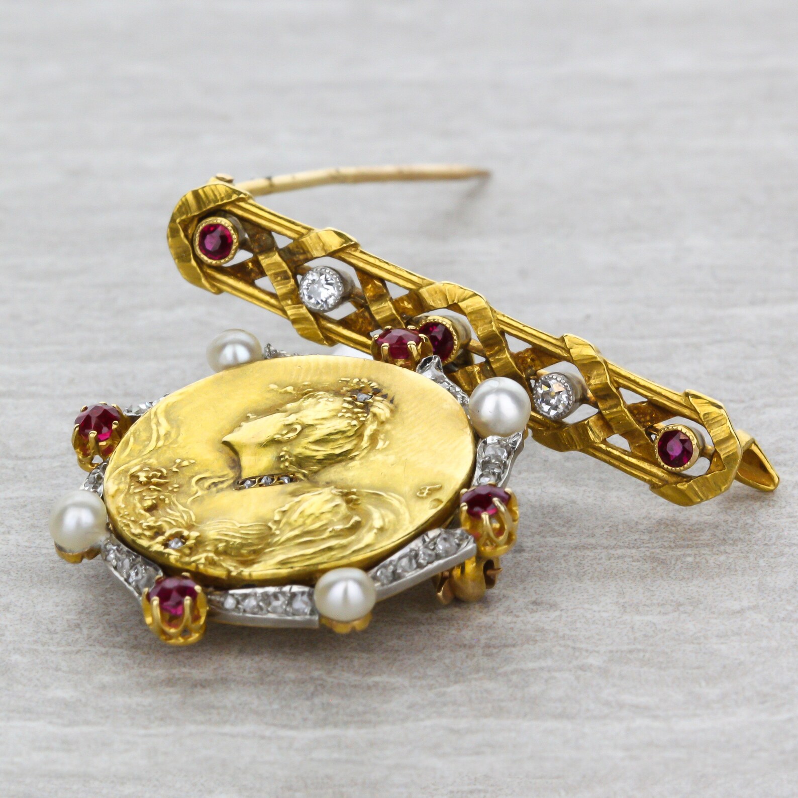 Victorian Woman's Profile Pin with Diamonds | Etsy