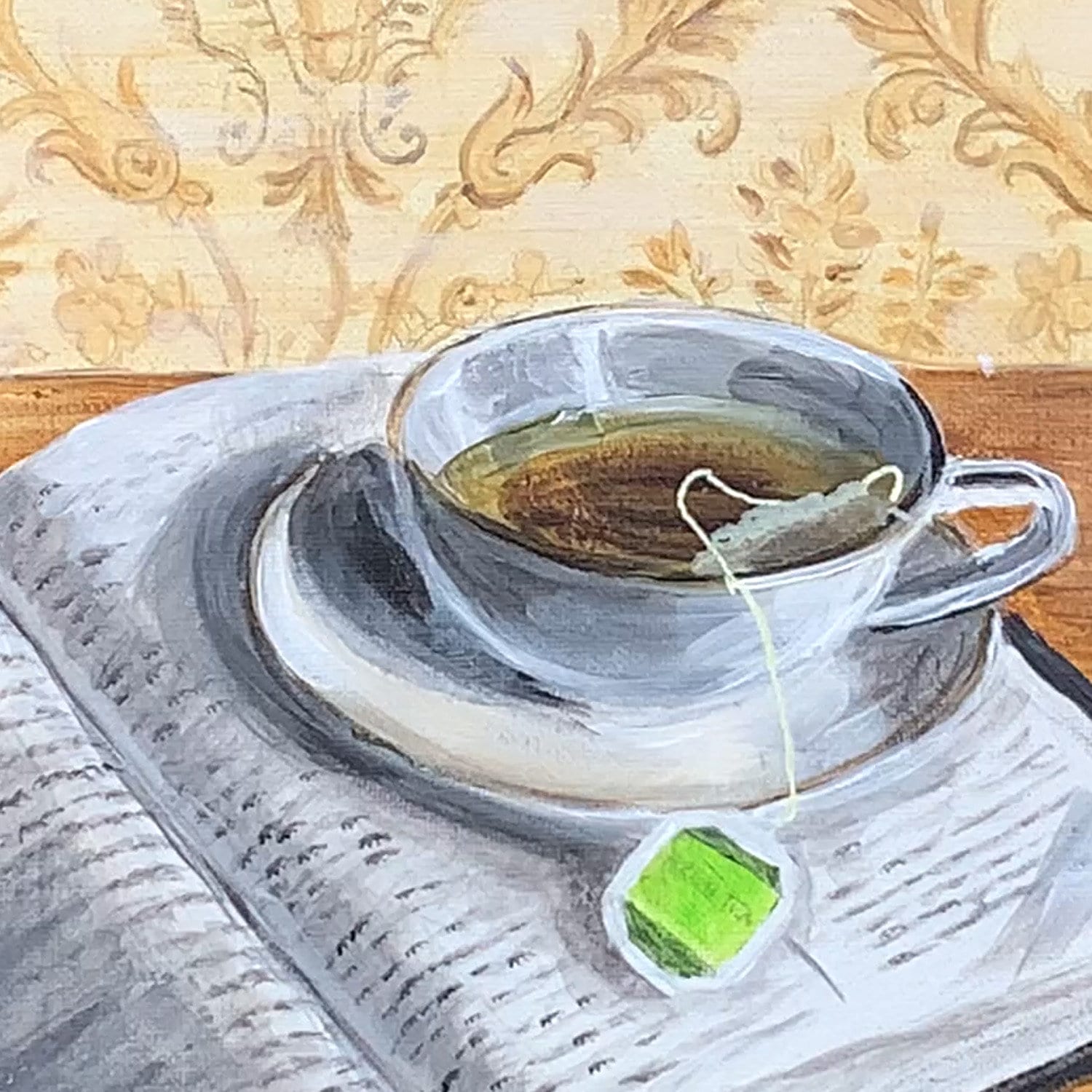 BOOK & CUP of TEA Original Acrylic Painting of Still Life Daily Bible ...