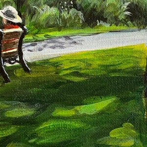 ORIGINAL Acrylic Painting of PEACEFUL SCENE - Woman, Park Bench, Shade ...