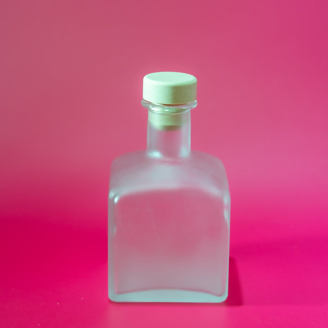 Frosted Diffuser Bottle With Cork Lid | Apothecary Glass Bottle | Reed ...