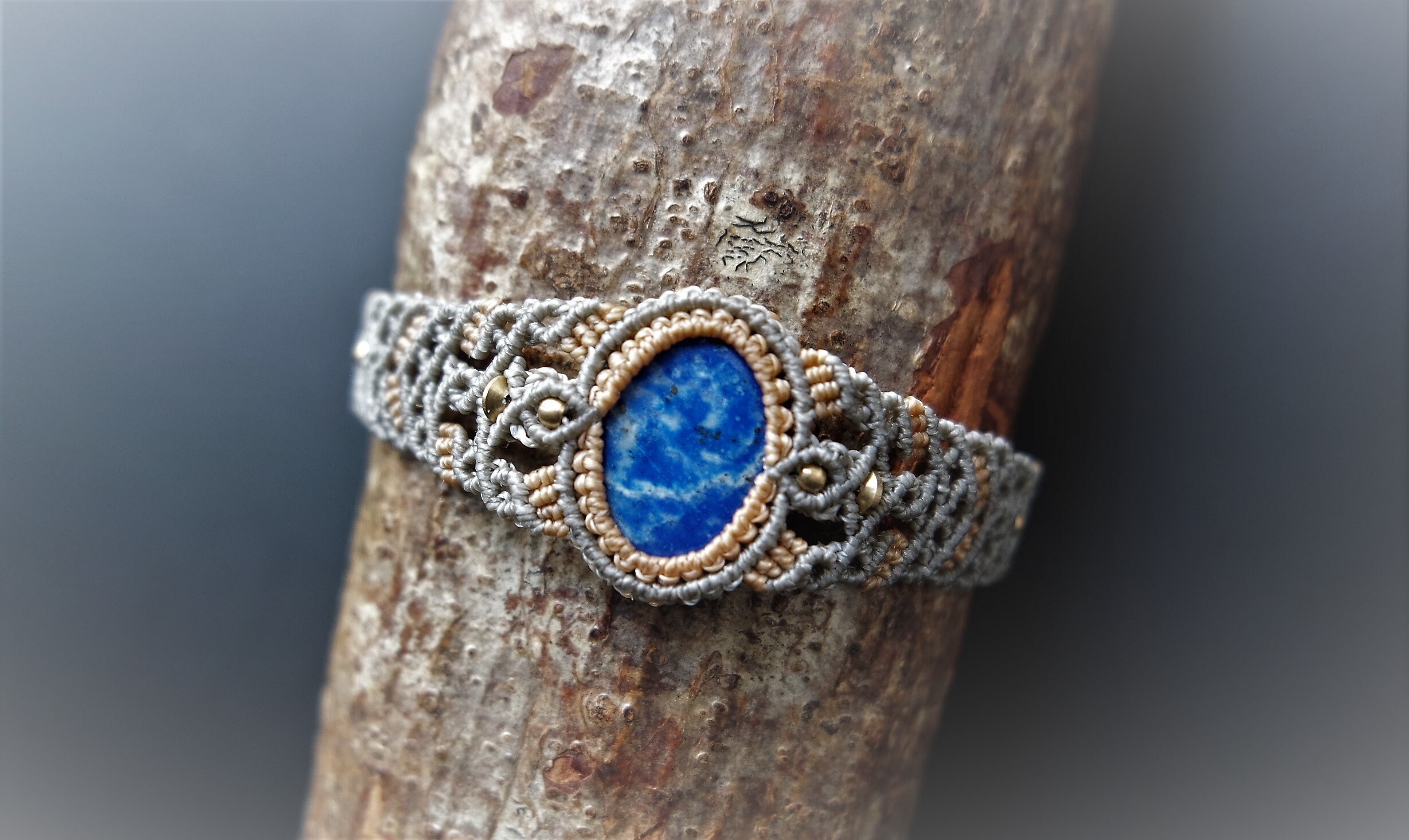 Bohemian macrame bracelets with lapis lazuliboho chic | Etsy