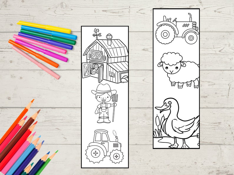 Farm Bookmarks Printable, Farm Party Favors for Kids, Tractor Party ...