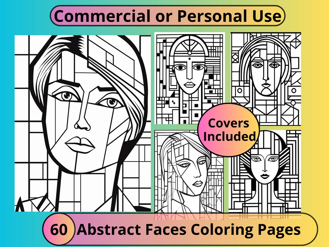 Abstract Faces Coloring Pages: 60 Printable Designs (PLR) - Etsy