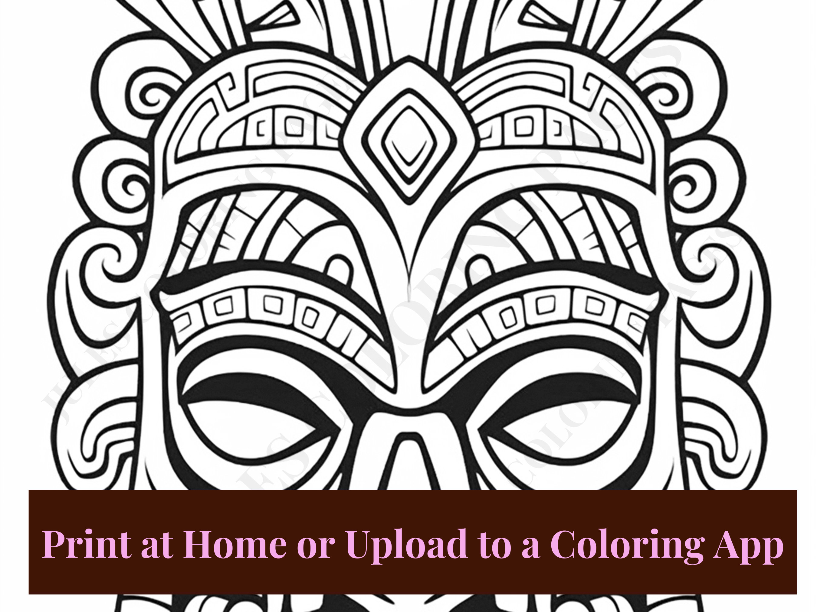 Polynesian Art Tiki Mask Coloring Page Tiki Tropical Coloring - Etsy