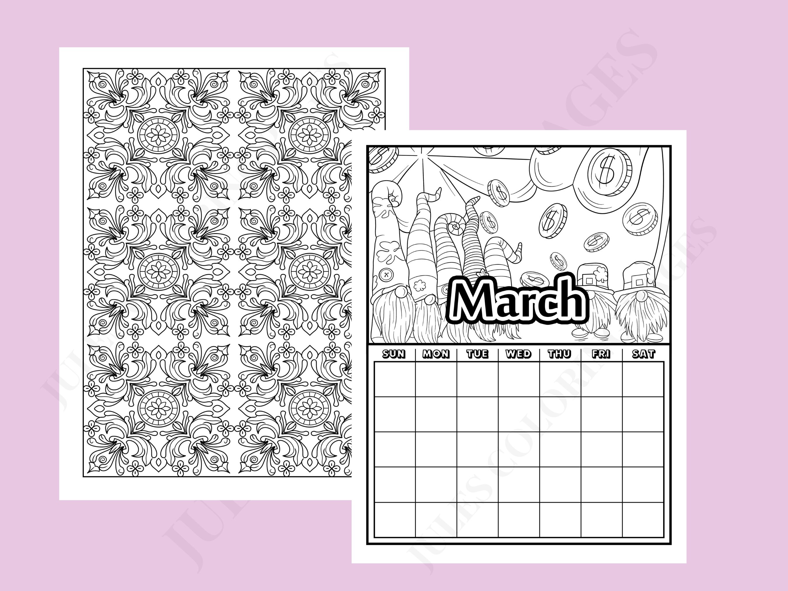 Adult Coloring Planner Spring Coloring Sheets March Coloring - Etsy