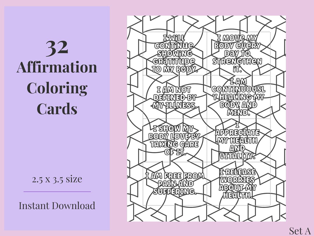 Affirmation Coloring Cards, Kindness Cards, Motivational Quote Cards ...
