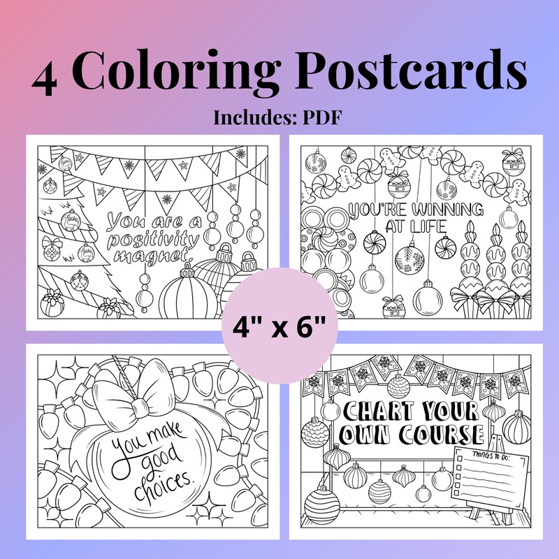 Coloring Postcards - Etsy