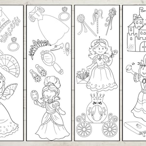 Princess Bookmarks to Color, Set of 8, Princess Theme Party, Birthday ...