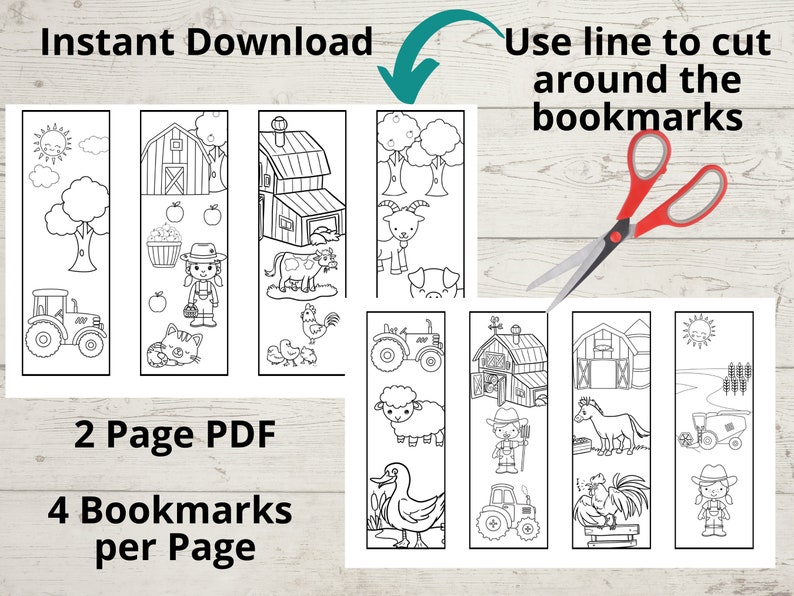 Farm Bookmarks Printable, Farm Party Favors for Kids, Tractor Party ...