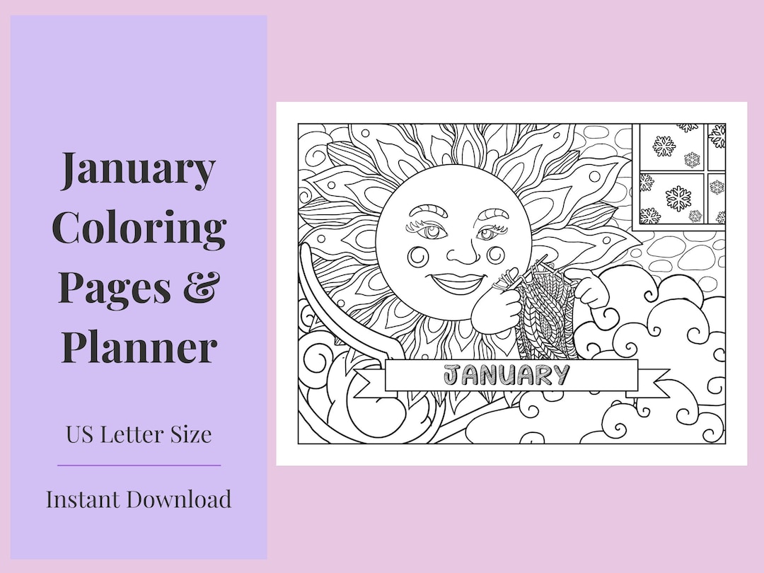 Adult Coloring Planner, Winter Coloring Pages, January Coloring Pages ...