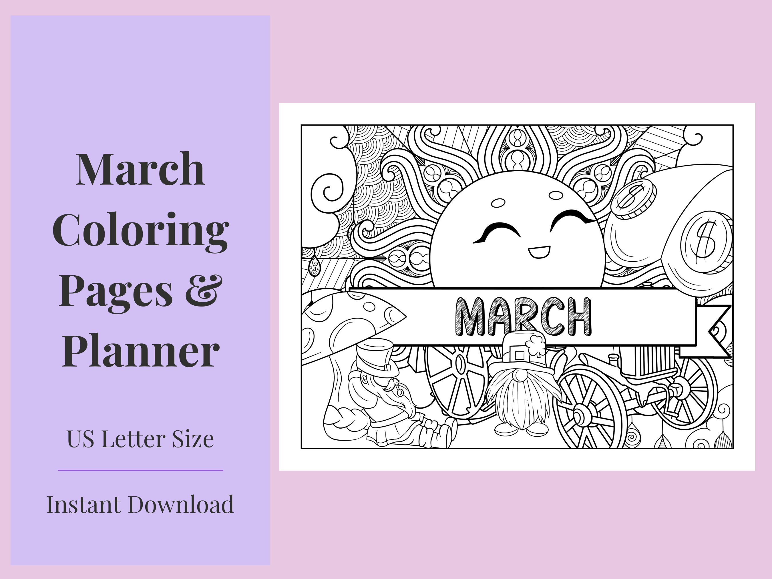 Adult Coloring Planner Spring Coloring Sheets March Coloring - Etsy