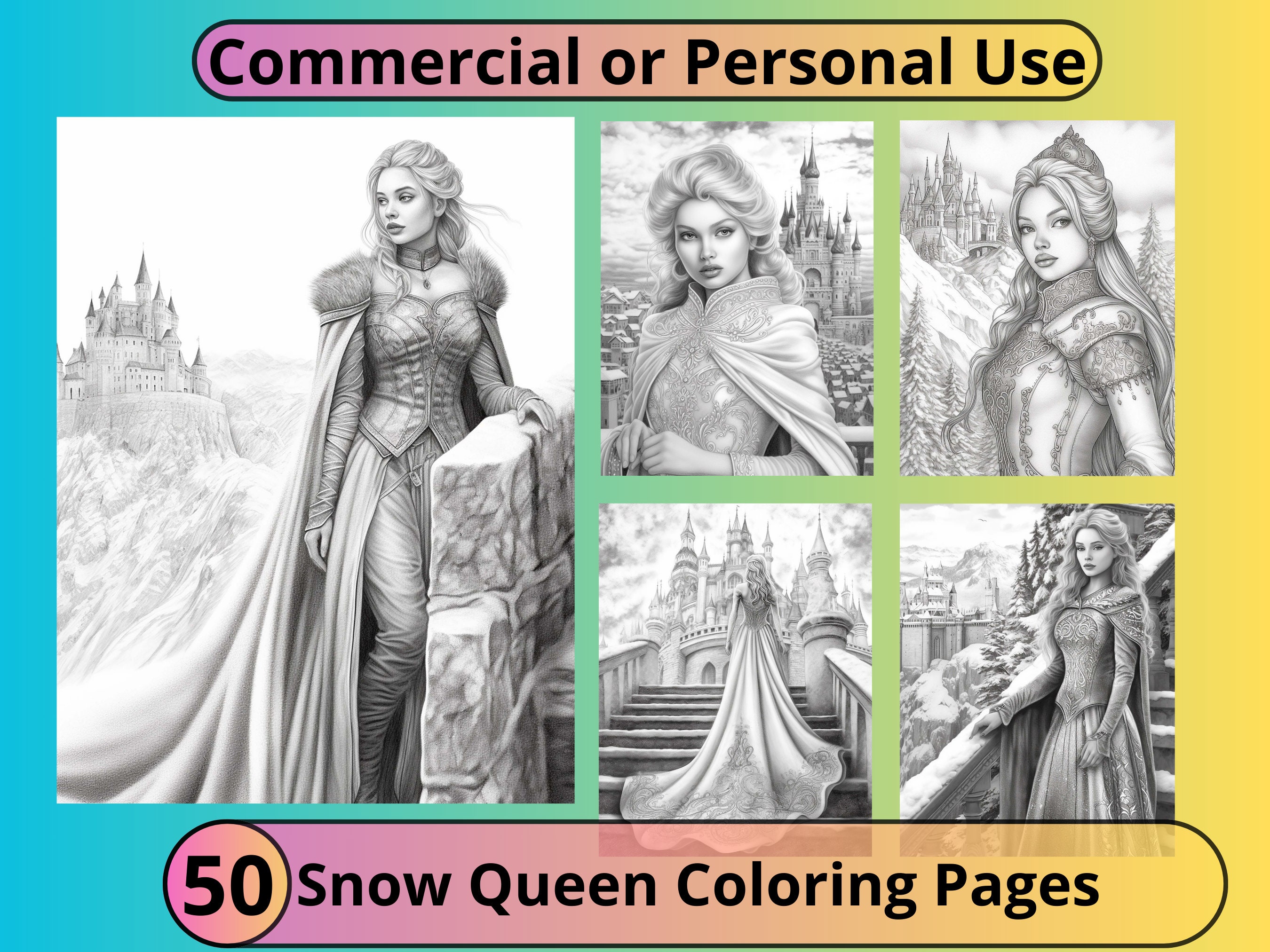 Coloring Pages for Adults, Snow Queen Coloring Pages, Greyscale Images ...
