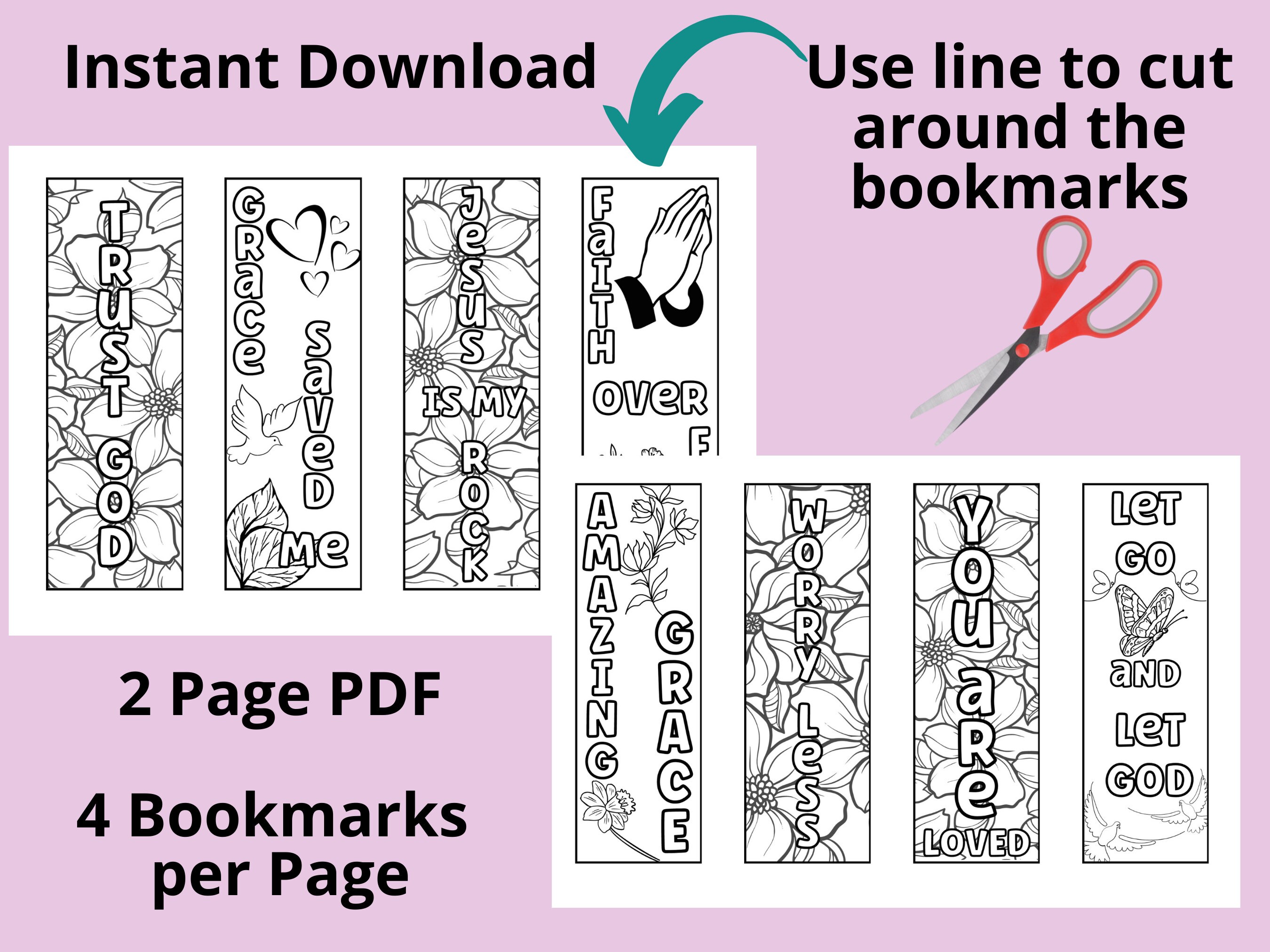 Christian Bookmarks to Color: Sunday School Activity (PDF Printable) - Etsy