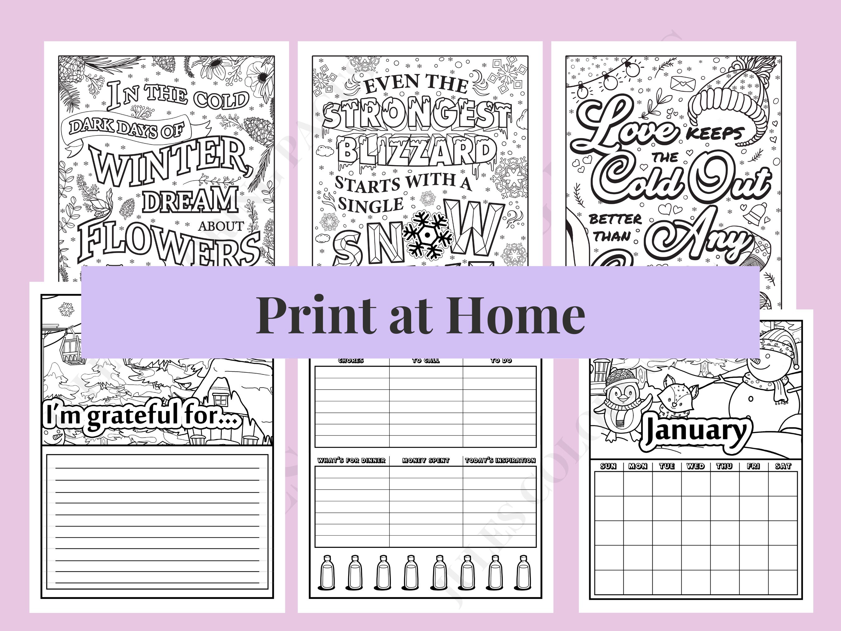 Adult Coloring Planner, Winter Coloring Pages, January Coloring Pages ...