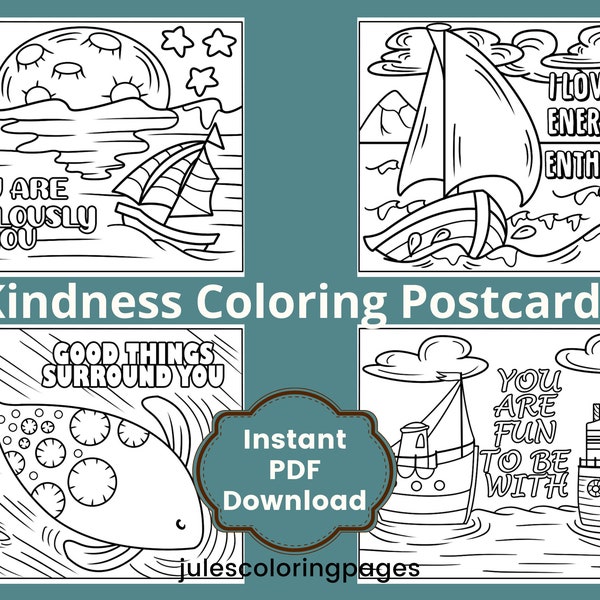 Coloring Postcards - Etsy