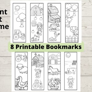Farm Bookmarks Printable, Farm Party Favors for Kids, Tractor Party ...