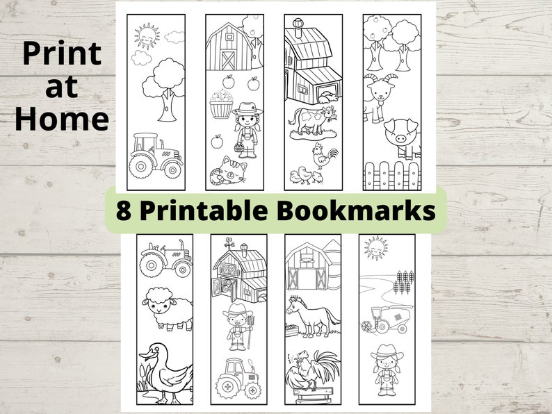 Farm Bookmarks Printable, Farm Party Favors for Kids, Tractor Party ...