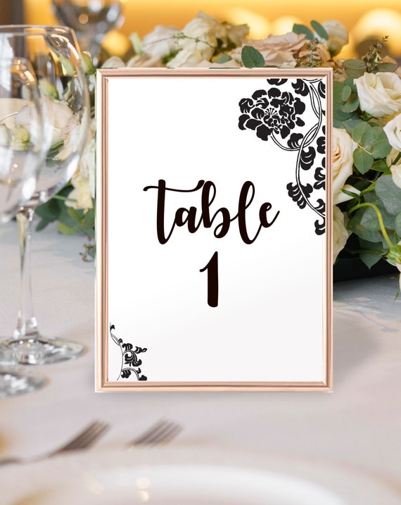 Wedding Table Numbers Printable Floral Table Numbers | Etsy
