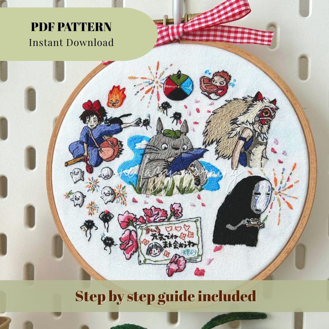 Ghibli Whimsy Embroidery PDF Pattern| Instant Download PDF Pattern ...