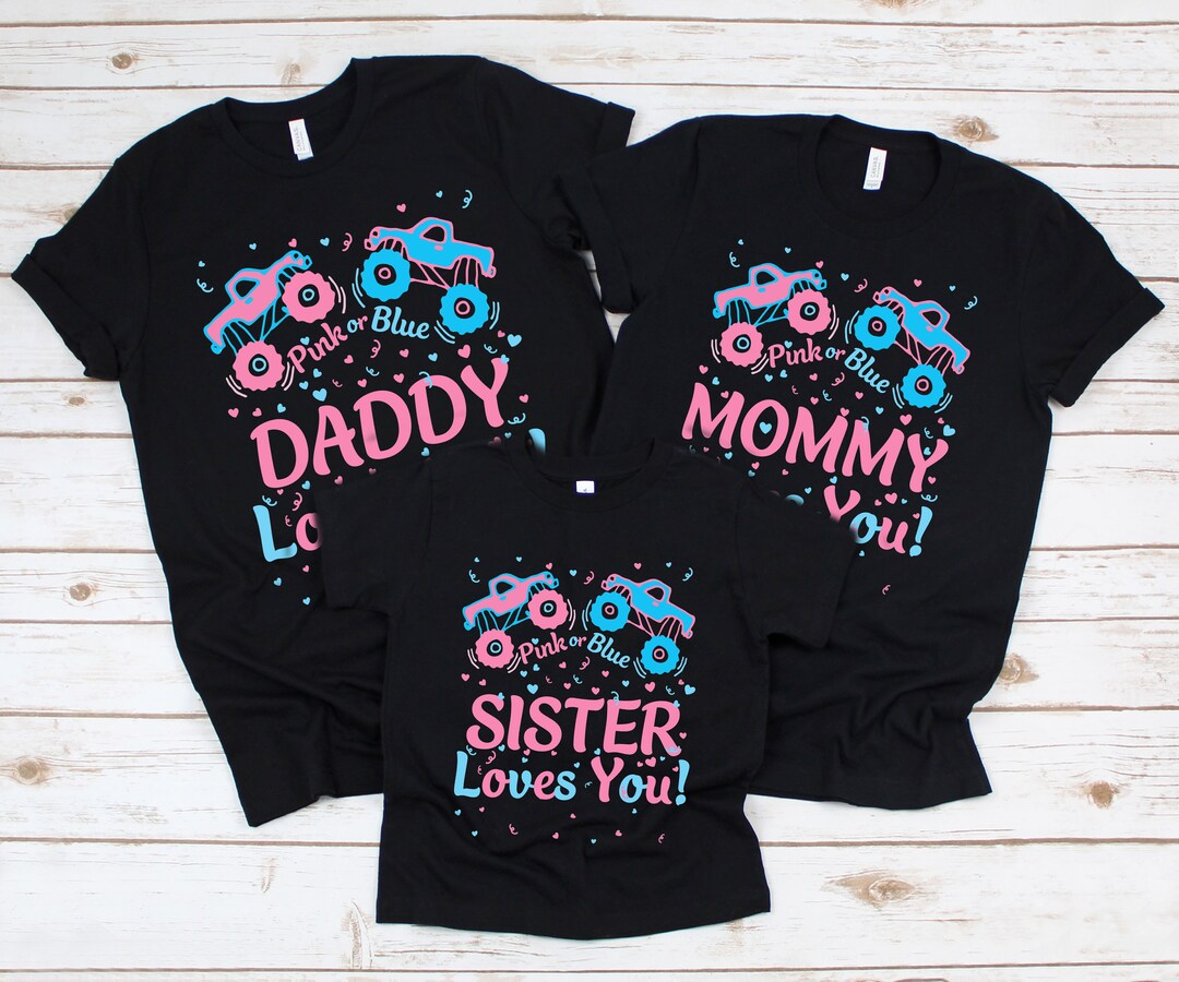 Custom Gender Reveal Party Shirt, Pink or Blue Tshirt, Personalized Car ...